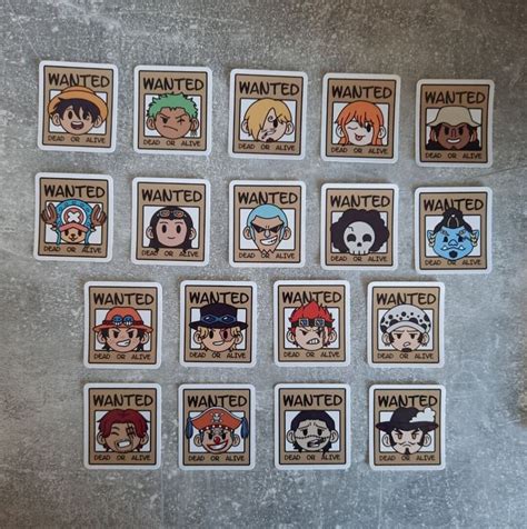 One Piece Wanted Sticker Etsy