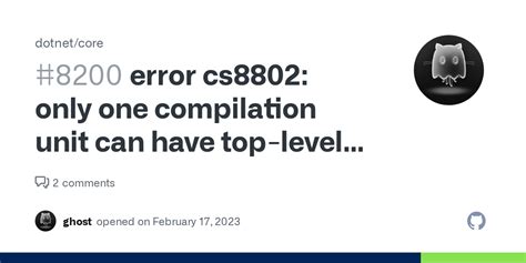 Error Cs8802 Only One Compilation Unit Can Have Top Level Statements