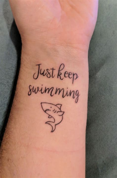 Just Keep Swimming Quote Tattoo
