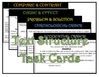 Text Structure Task Cards By Pencils And Postits TpT