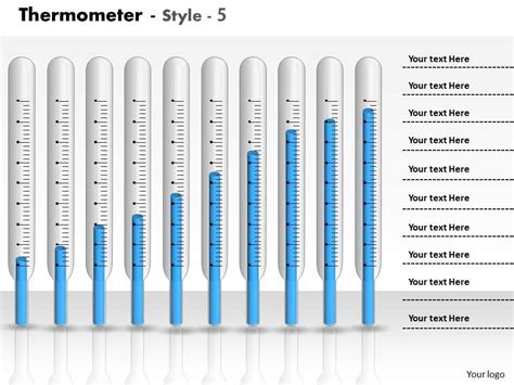 0414 Thermometer Column Chart With 10 Stages Powerpoint Graph