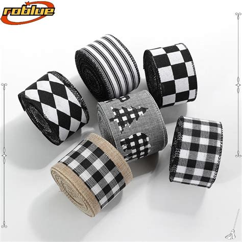 ริบบิ้นคริสต์มาส Roblue Lmitation ผ้าลินิน Xmas ของขวัญผ้า Swirl Ribbon 2m Christmas Tree