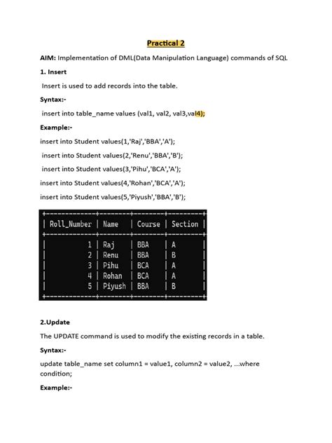 Dml Practical 2 Pdf
