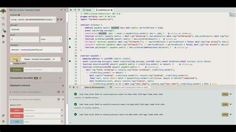 Underflow Attack Smart Contract Remix Demo Youtube