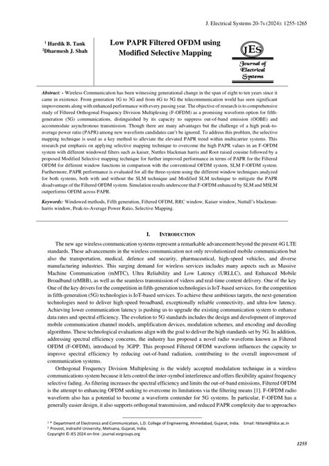 pdf low papr filtered ofdm using modified selective mapping