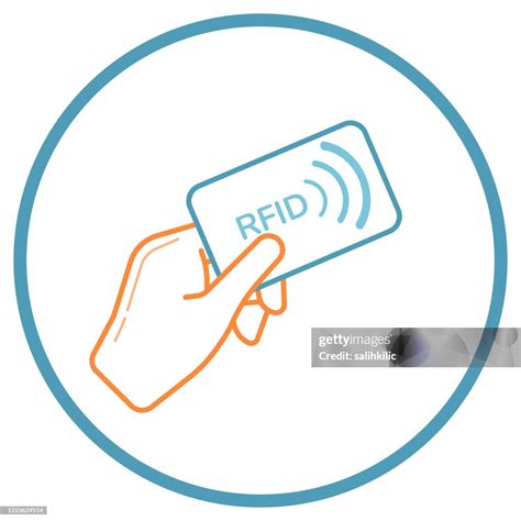 Colorful Line Art Rfid Icon Hand Holding Pvc Rfid Card High Res Vector