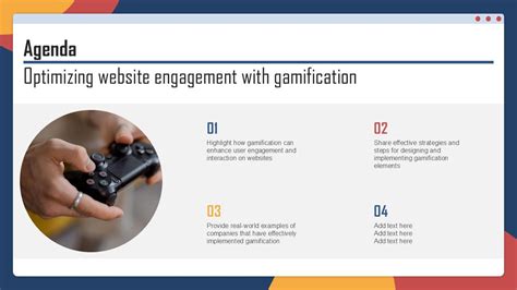 Agenda Optimizing Website Engagement With Gamification Ppt Presentation Game Ss Ppt Presentation