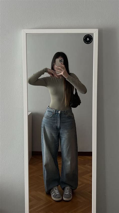 Fits Wide Leg Outfits Mirror Selfie Outfits Con Baggy Jeans Minimal