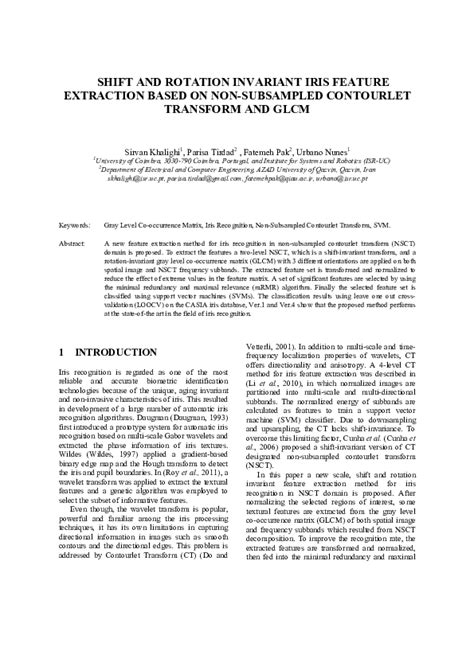 Pdf Shift And Rotation Invariant Iris Feature Extraction Based On Non Subsampled Contourlet