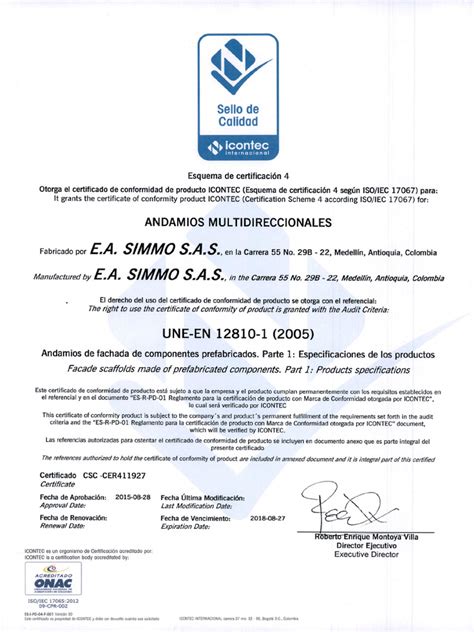 Certificado Ea Simmo Sas Pdf