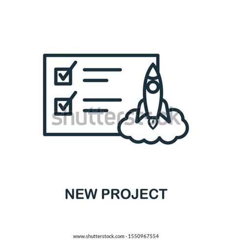 New Project Icon Outline Style Thin Stock Vector Royalty Free