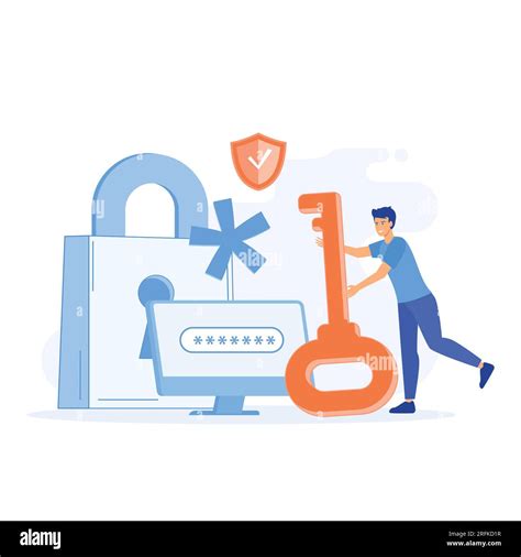 Data Security System Concept Protection Web Access Control Flat Vector Modern Illustration