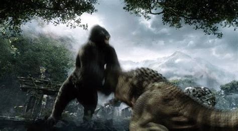 Epic Kingkong And Trex Battle Skullisland Reignofkong At Universal