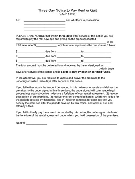 Three Day Notice To Pay Rent Or Quit Fill Out And Sign Online Dochub