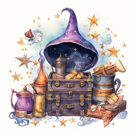 Premium Photo Beautiful Magic Scrolls Drawer Watercolor Fantasy Magical World Clipart Illustration