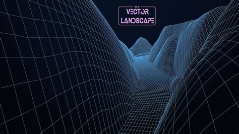 Premium Vector Grid Landscape Frame Landscape Abstract Dark Background With Digital Grid