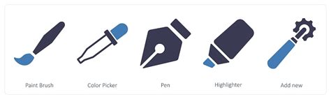 페인트 브러시 색상 선택기 펜으로 표시되는 5가지 편집 도구 아이콘 세트 0명에 대한 스톡 벡터 아트 및 기타 이미지 0명 개념 개념과 주제 Istock