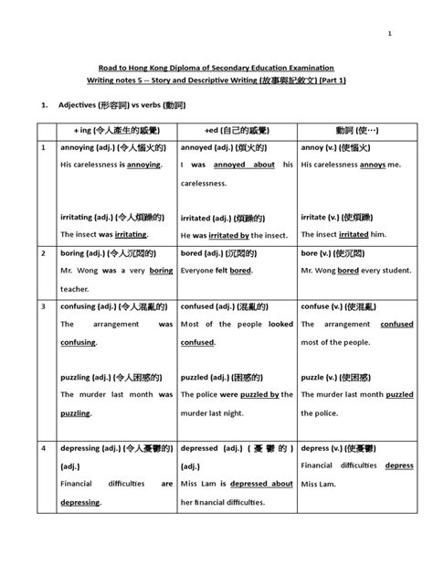 005 Descriptive Writing And Story 2014 Pdf Adjective