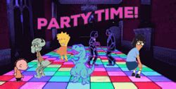 Animated Celebration Dance Party Cartoon Characters 
