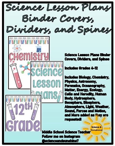 Science Lesson Plans Binder Covers Dividers And Spines Pastel Tpt