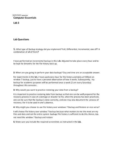 Computer Essentials Lab3 Cst 8101 20222023 Session Studocu