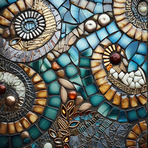 Premium Photo Textured Mosaic Tile With Intricate Designs