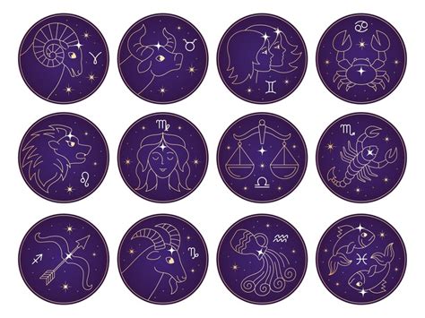 별자리 문자 조디악 표지판 전갈 자리 암은 황소 궁수 점성술 쌍둥이 자리 레오 최근 벡터 기호 컬렉션을 확장합니다 프리미엄 벡터