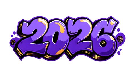 2026 Purple Gold Graffiti 3d Bubble Typography With Glossy Urban
