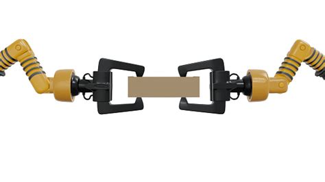 배달 서비스 개념 흰색 배경에 격리 된 소포 상자와 로봇 팔 산업 기계 클리핑 부품 3d 렌더링 로봇에 대한 스톡 사진 및 기타 이미지 Istock