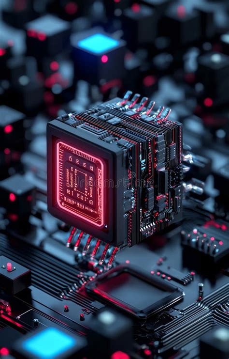 An Ai Circuitry Technology With Quantum Information Processing A Glowing 3d Cpu Stock Image