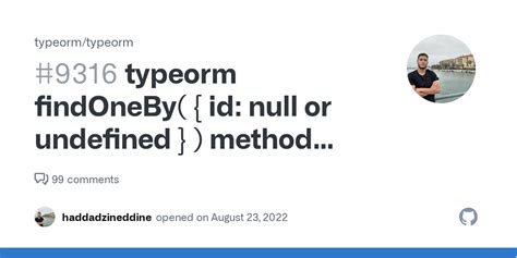 typeorm findoneby { id null or undefined } method return the first record on the table