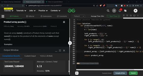 Product Array Puzzle Geeksforgeeks Prajwal Raut Posted On The Topic