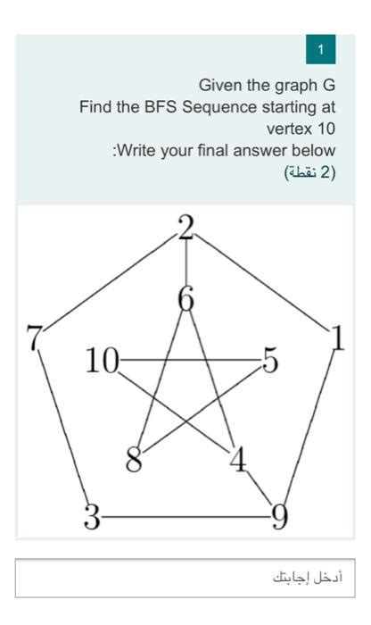 Solved 1 Given The Graph G Find The Bfs Sequence Starting At