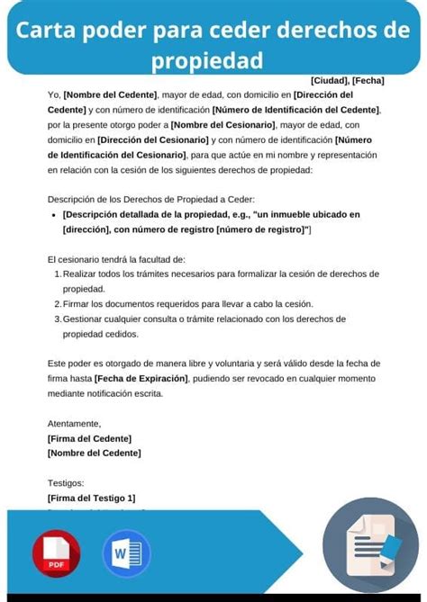 Carta Poder De Cesión De Derechos 【 Word Pdf