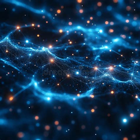 Dynamic Blue Network With Glowing Connections And Data Nodes In Cosmic
