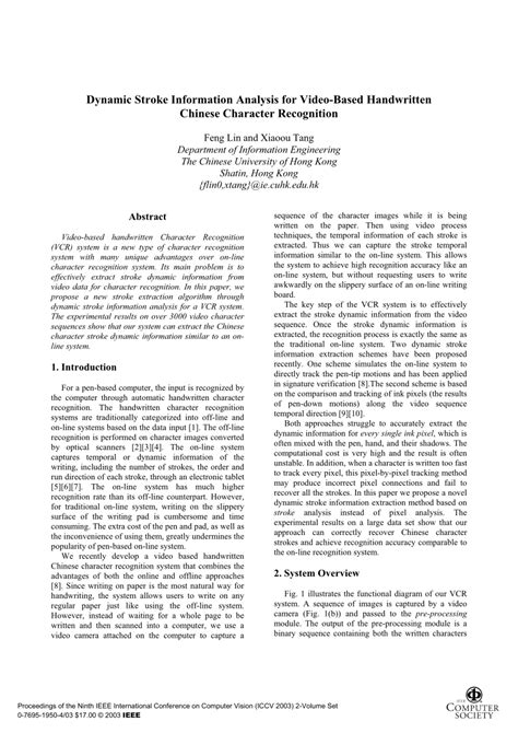 Pdf Dynamic Stroke Information Analysis For Video Based Handwritten Chinese Character Recognition