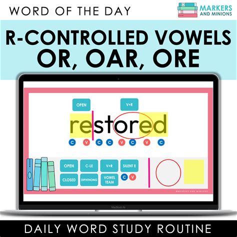 Science Of Reading Word Of The Day R Controlled Vowels Or Ore Oar Markers And Minions