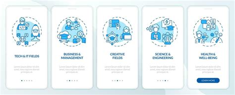 2d Blue Icons Representing Mooc Mobile App Screen Set Walkthrough 5 Steps Graphic Instructions