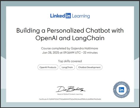 Ai Chatbotdevelopment Openai Langchain Linkedinlearning Gajendra