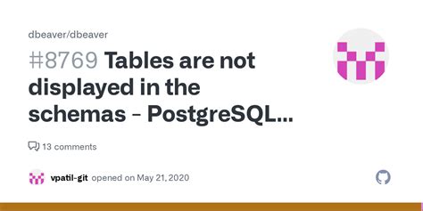 Tables Are Not Displayed In The Schemas Postgresql 96 · Issue 8769 · Dbeaverdbeaver · Github