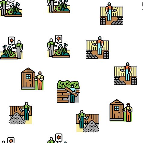 Garden Landscape Lawn Landscaping Vector Seamless Pattern 19762960 Vector Art At Vecteezy