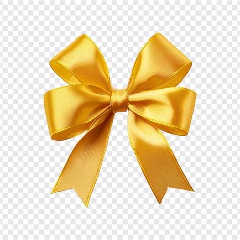 투명한 배경에 활을 가진 노란색 리본 프리미엄 Psd 파일