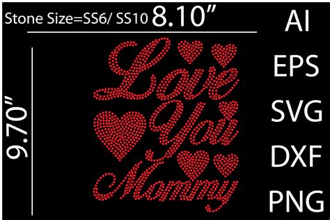 Love You Mommy Rhinestone Templates Graphic By Mdnayonmia711 · Creative