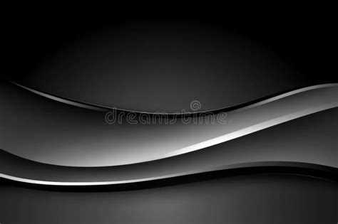 Elegant Abstract Black Background With Smooth Flowing Silver Lines Stock Illustration