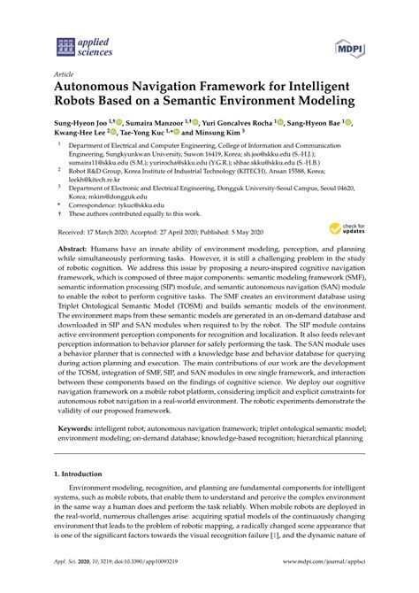 Autonomous Navigation Framework For Intelligent Robots Based On A Semantic Environment Modeling