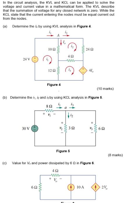 Solved In The Circuit Analysis The Kvl And Kcl Can Be