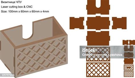 레이저 절단 상자 Cnc 레이저 컷 나무 벡터 템플릿 Diy 공예 Mdf 아크릴 합판 4mm 레이저에 대한 스톡 벡터 아트 및 기타 이미지 Istock