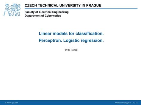 Ppt Linear Models For Classification Perceptron Logistic