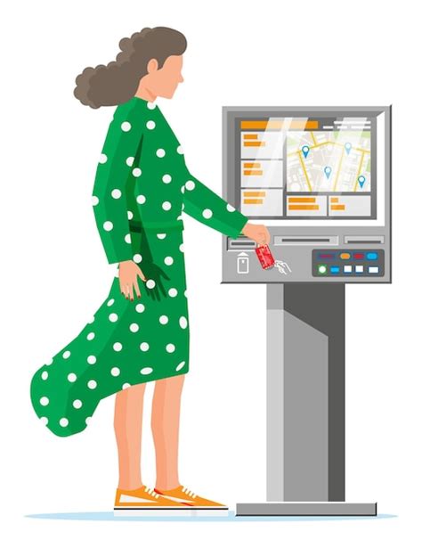 Street Payment Terminal And Woman Isolated Premium Vector