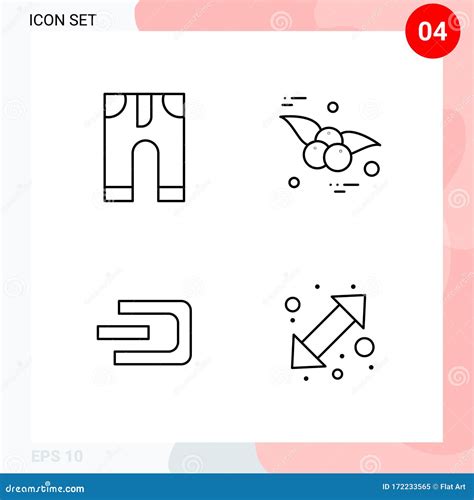 Vector Pack Of 4 Icons In Line Style Creative Outline Pack Isolated On